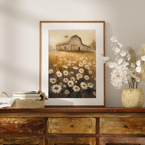 Farmhouse Spring Barn Wall Art, Old Barn Wall Art, Daisy Flowers ...
