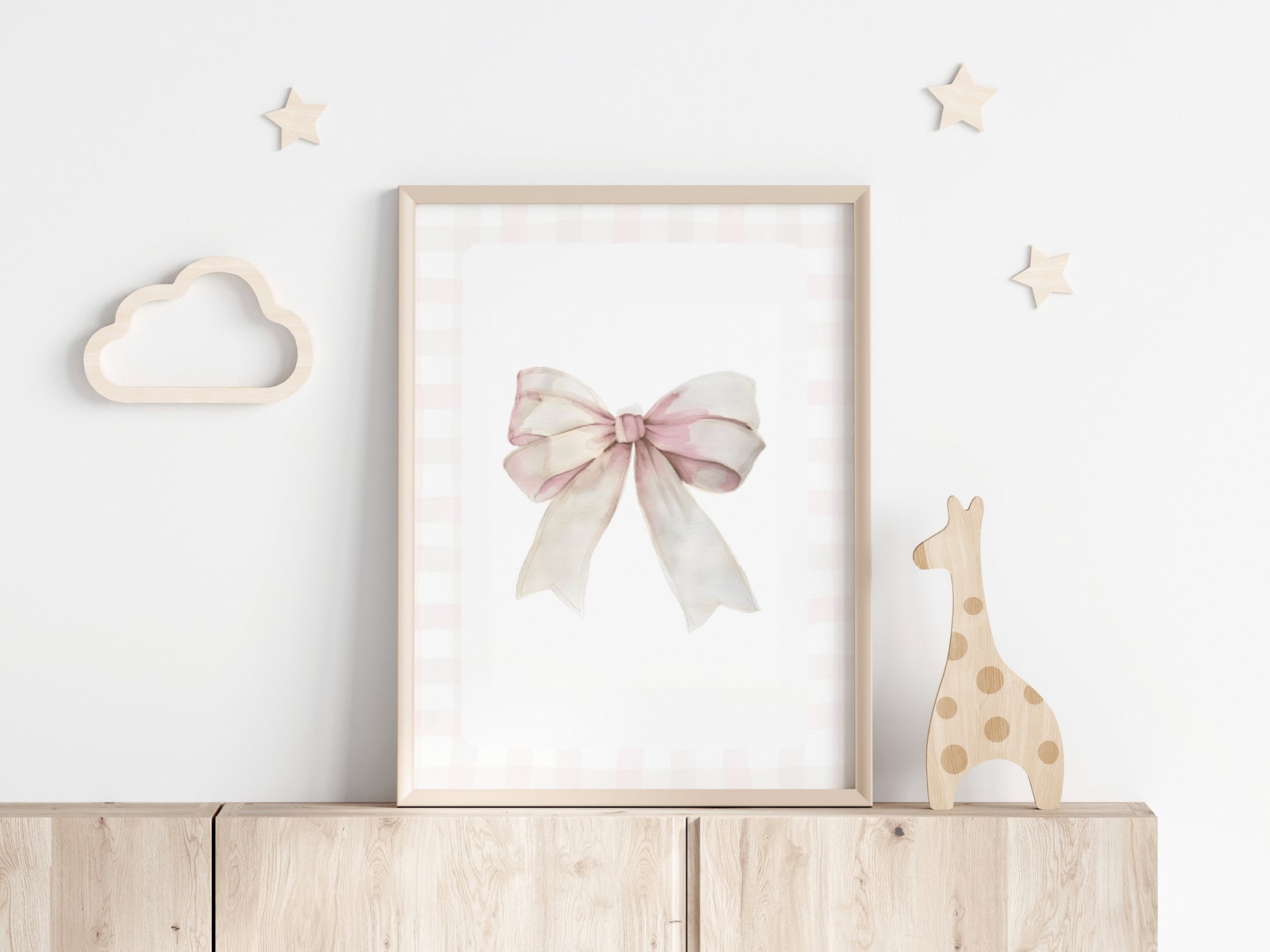Preppy Pink Coquette Bow Printable, Cream Bow Nursery Print, Trendy ...