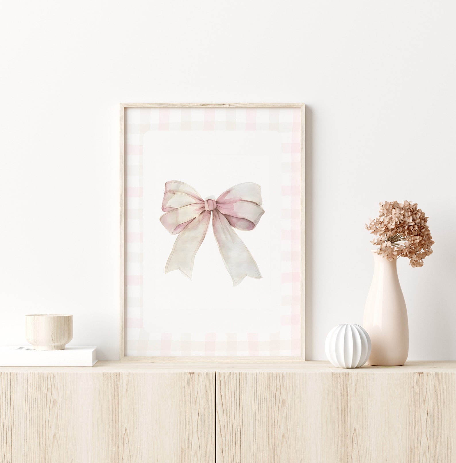 Preppy Pink Coquette Bow Printable, Cream Bow Nursery Print, Trendy ...