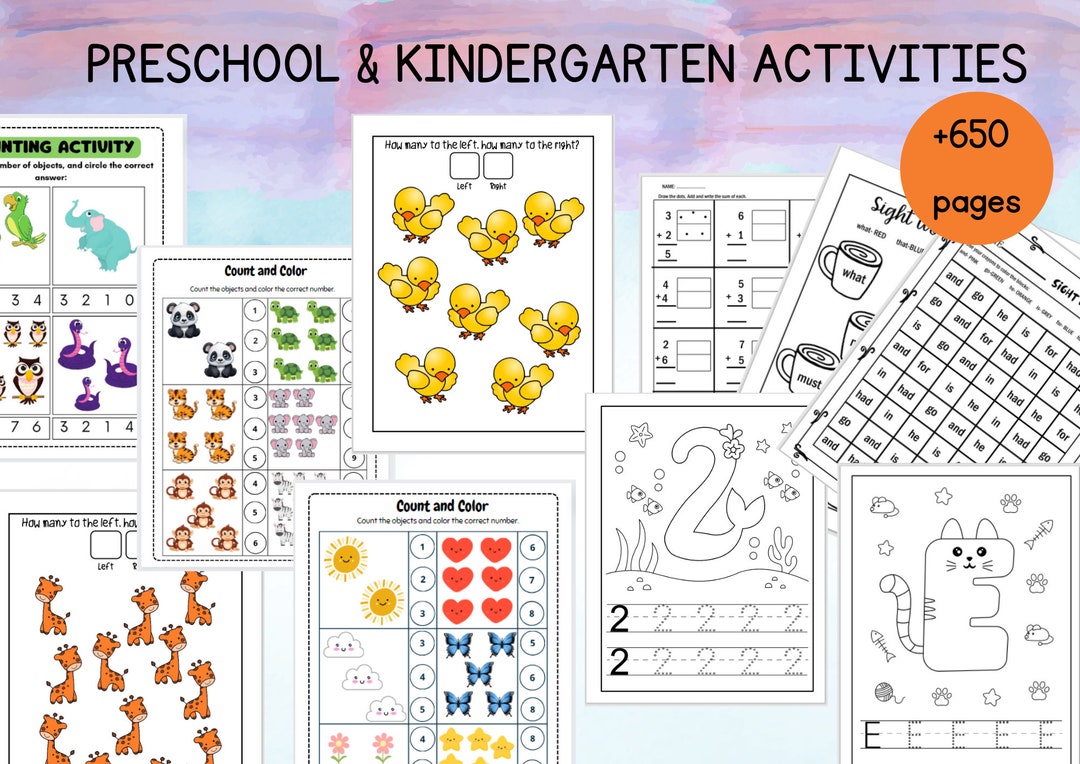 Printable Toddler Worksheets or Toddler Workbook Instant Download ...