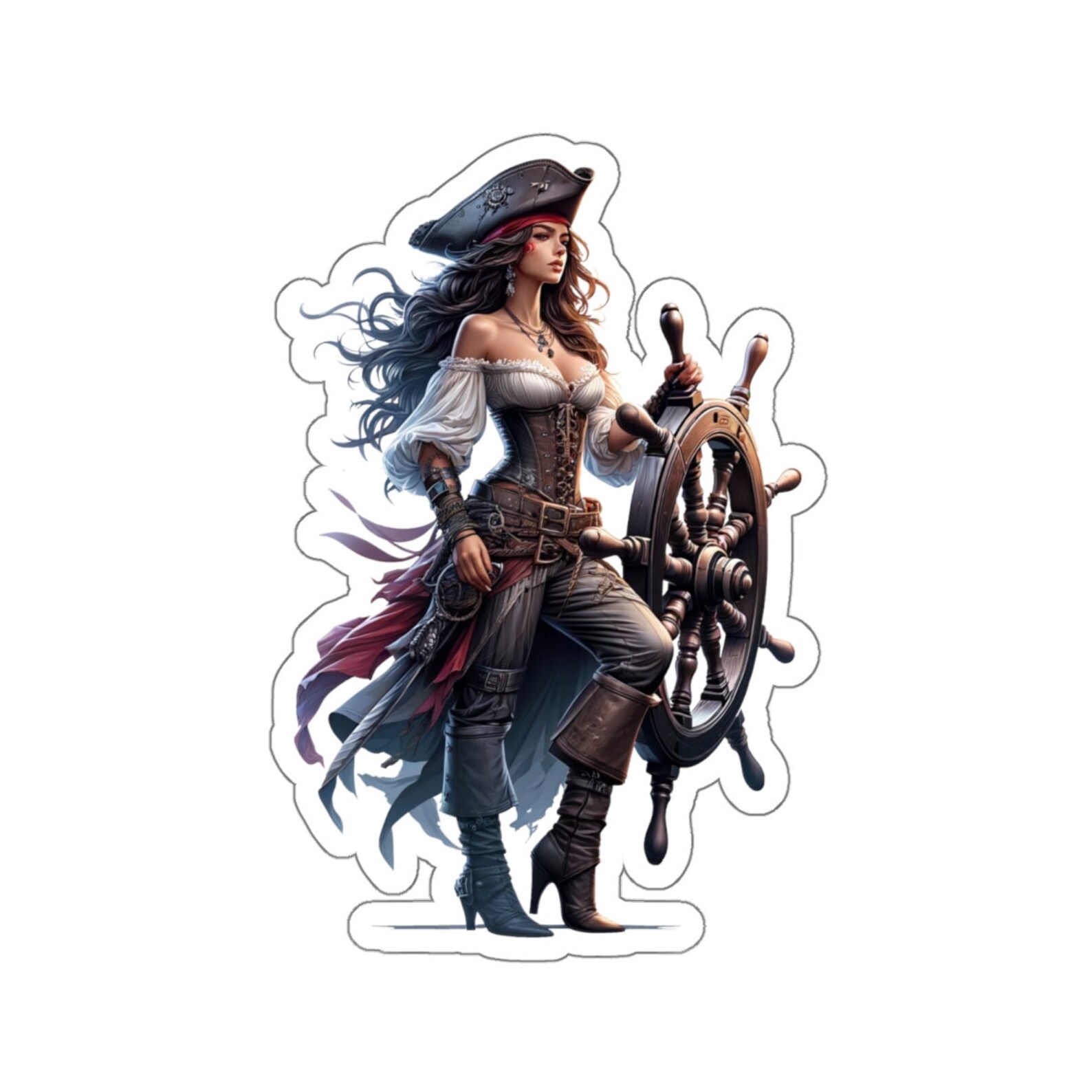 Female Pirate 9(vinyl Sticker, Vinyl Decal, Laptop, Tumbler, Notebook ...