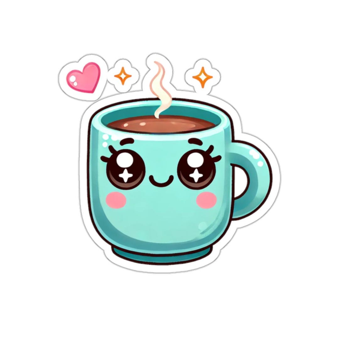 Cute Coffee (vinyl Sticker, Vinyl Decal, Laptop, Tumbler, Notebook ...