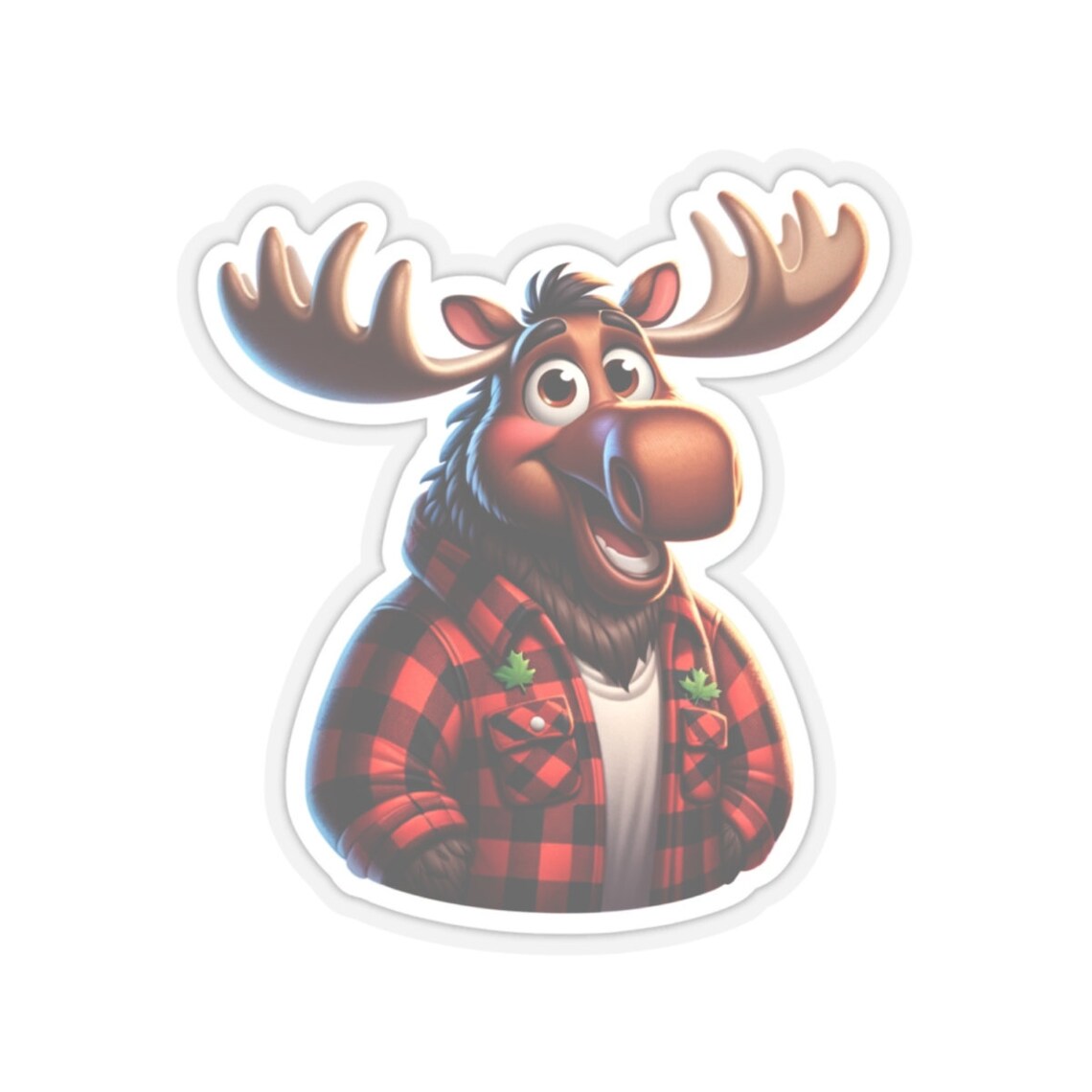Moose in Flannel (vinyl Sticker, Vinyl Decal, Laptop, Tumbler, Notebook ...