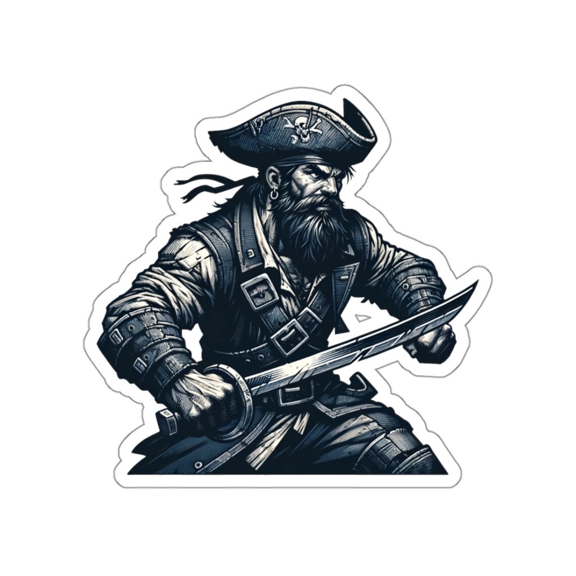 Male Pirate 8(vinyl Sticker, Vinyl Decal, Laptop, Tumbler, Notebook ...