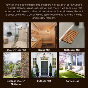 30x30 Inches Wooden Bathroom Mat Floor Shower Rug Natural Must Have ...