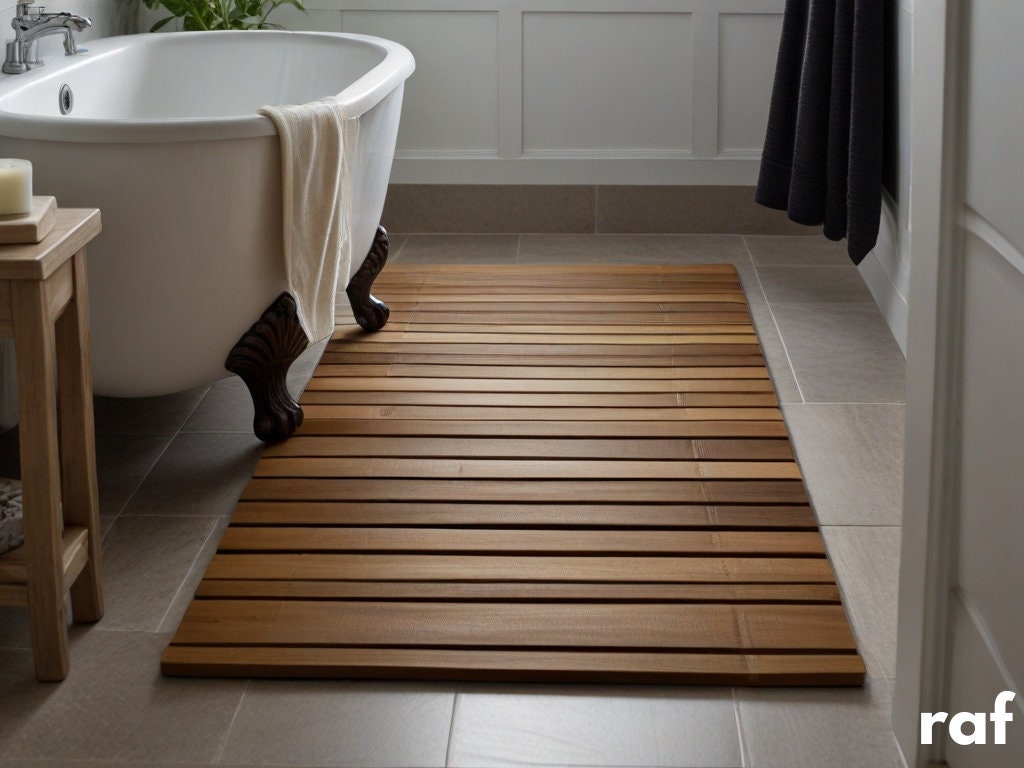 Bathmats Rugs Solid Wood Luxury Spa Wood Bathroom Shower Mat Bathroom Coating From Teak Tree Bathroom Decor Durable Easy to Clean Etsy