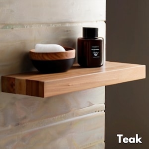 Handmade Waterproof Teak Bath Shelf Floating Bathroom Storage Rack for ...