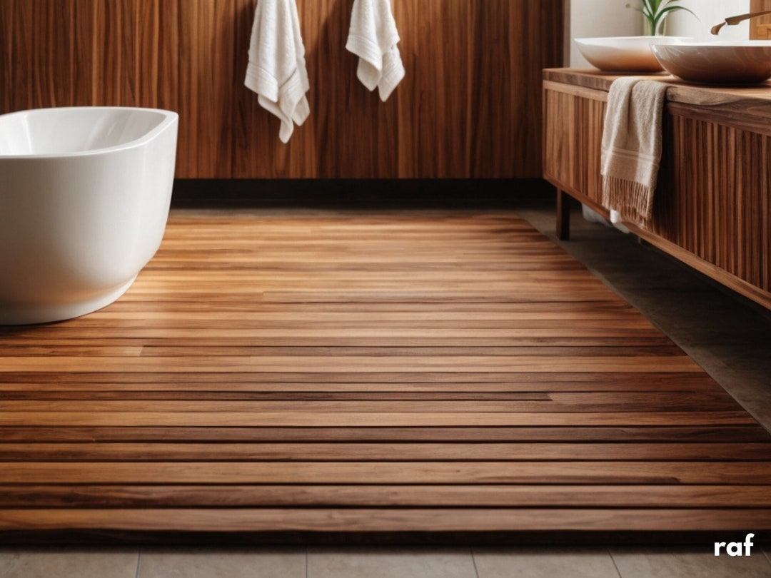 Wooden Bathmat, Bathtub Platform, Wood Non-slip Shower Rug, Waterproof ...