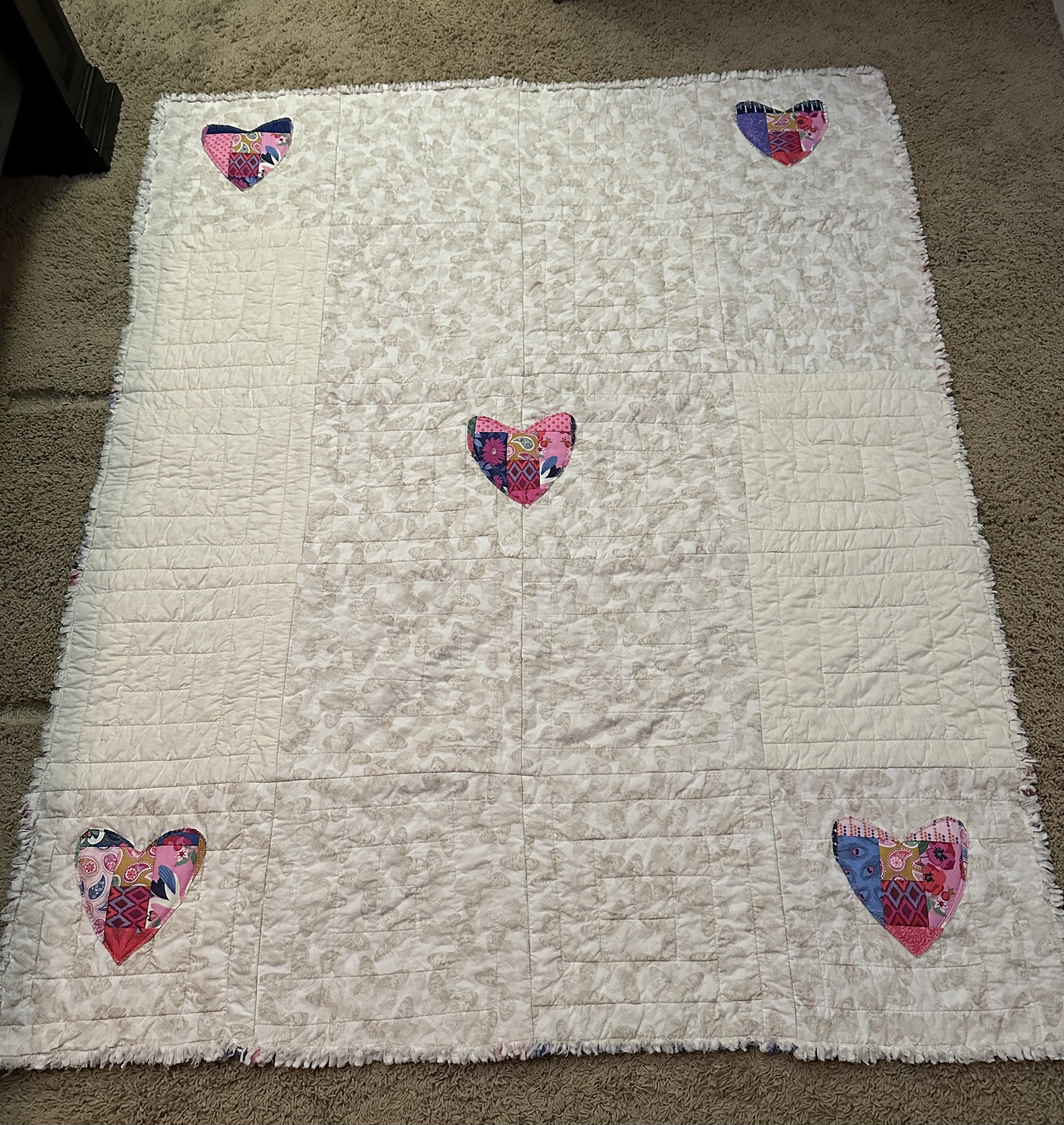 Rag Quilt With Heart Appliqués - Etsy