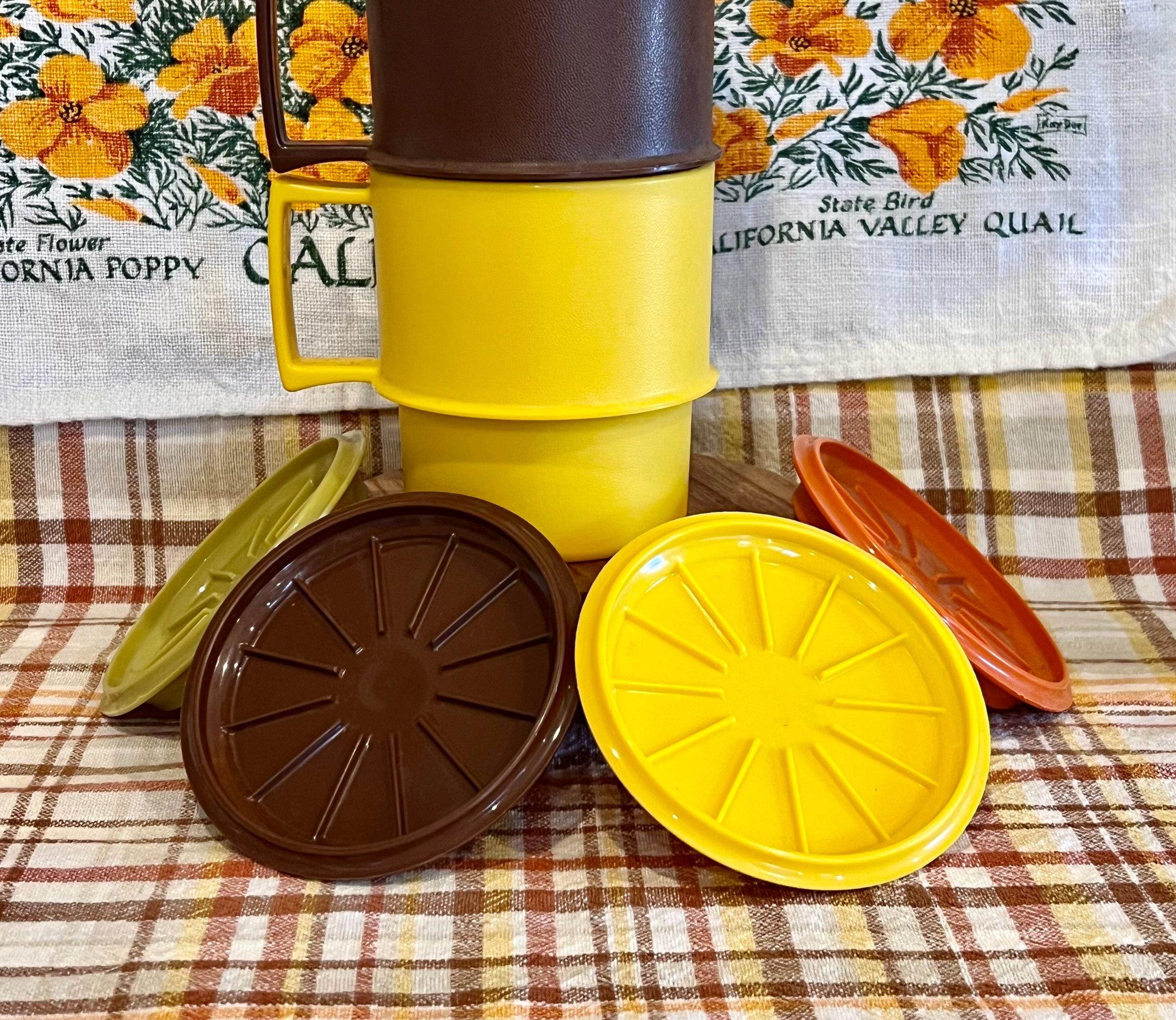 Vintage Stackable Tupperware Mugs With Lids - Etsy