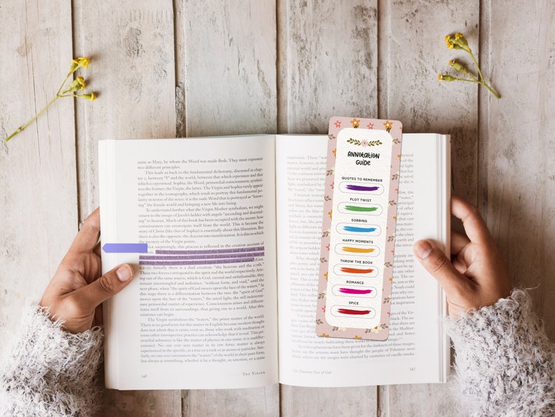 Set of 3 Annotation Key Color Guide Bookmarks With Flower Pattern PNG ...