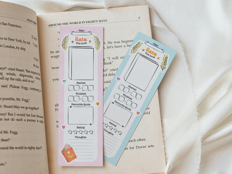 Set of 3 Printable Book Rating Review Guide Tracker Bookmarks for Book ...