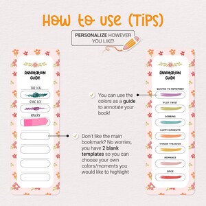 Set of 3 Annotation Key Color Guide Bookmarks With Flower Pattern | PNG ...