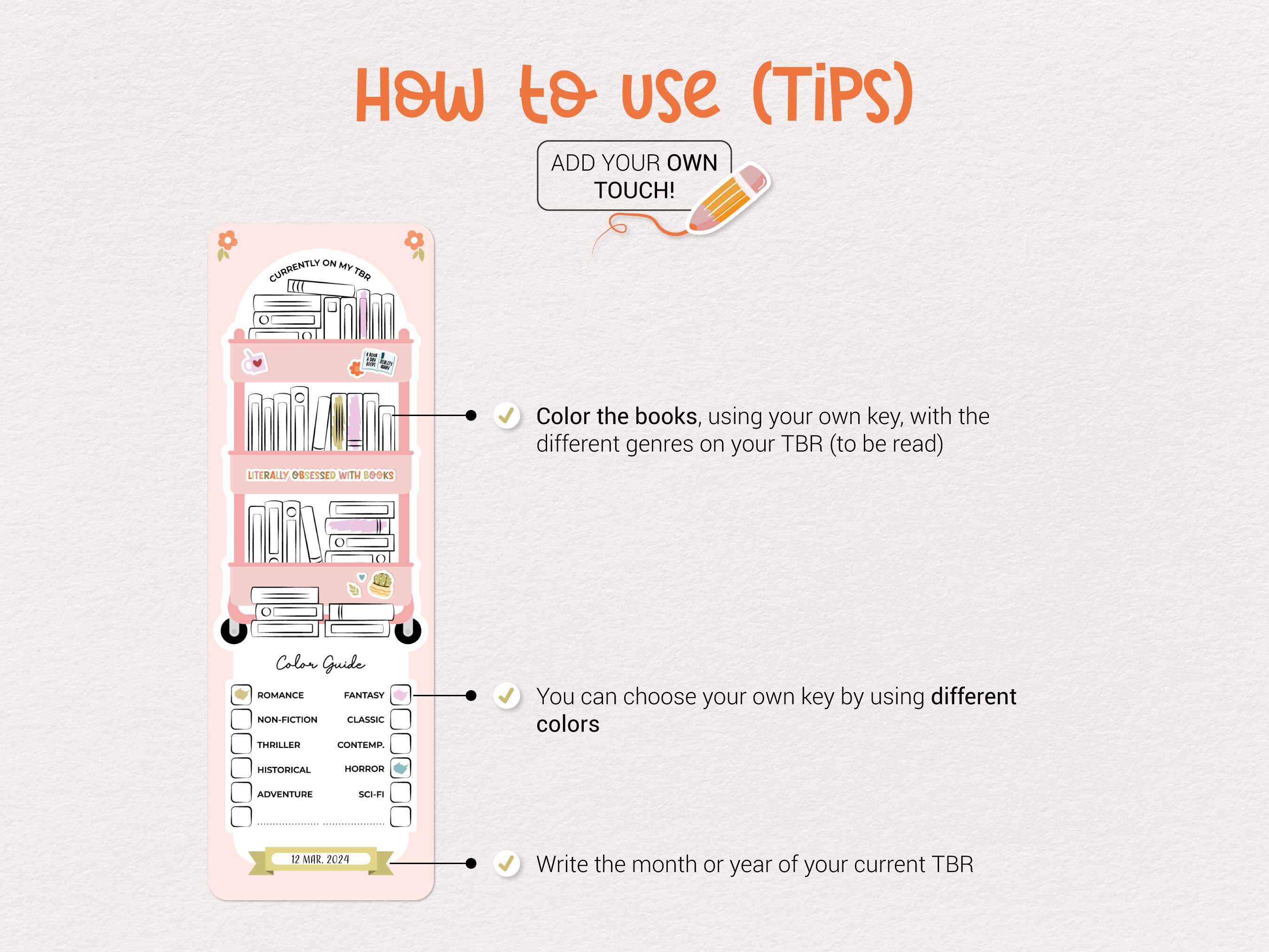 TBR Genre Bookmarks | Book Lover Organizer (pdf, Svg, Png) - Etsy