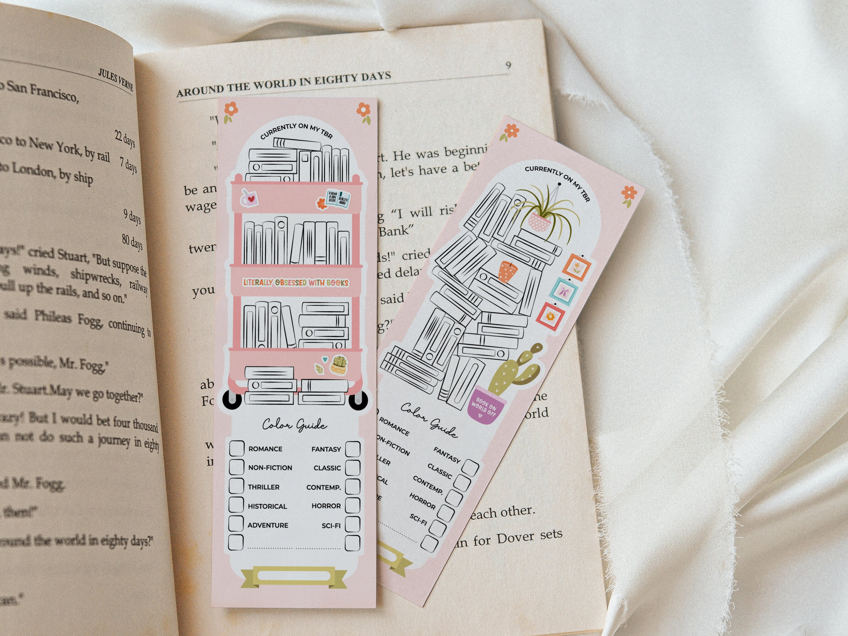 Set of 2 Printable to Be Read (tbr) Cart Genre Organizer Bookmarks for ...