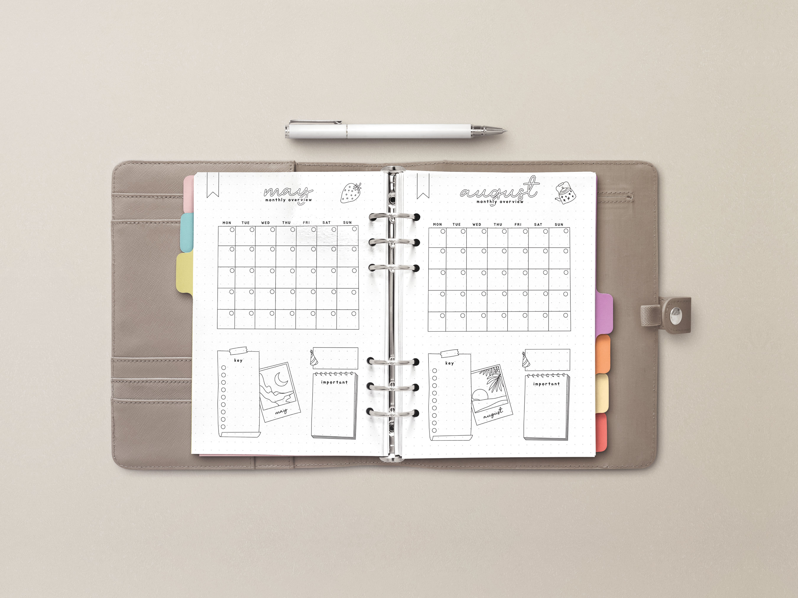 Printable Pre-made Bujo Bullet Journal Planner monthly Overview 12 ...