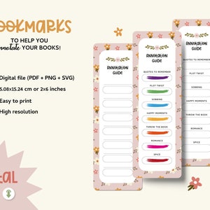Set of 3 Annotation Key Color Guide Bookmarks With Flower Pattern PNG ...