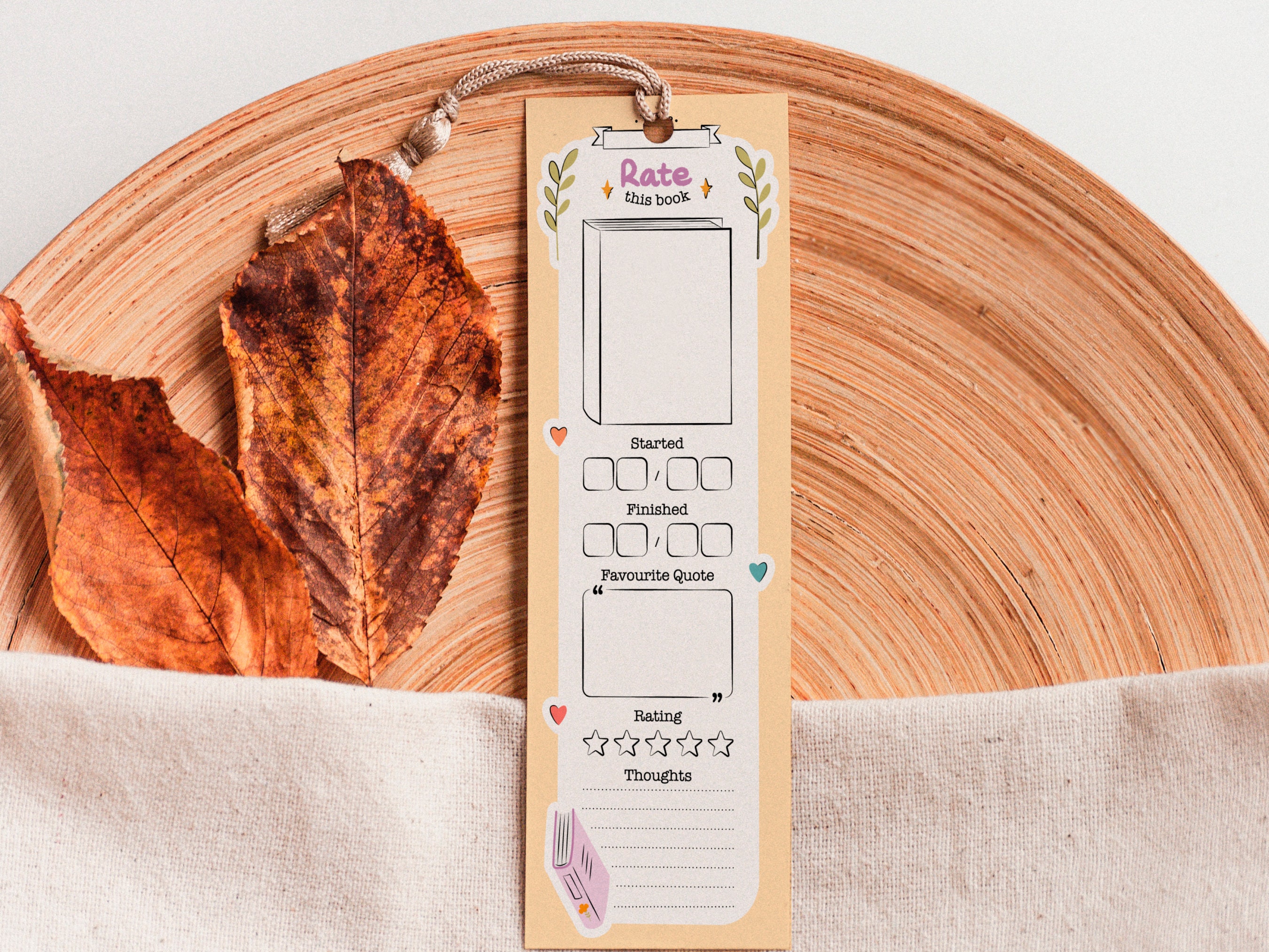 Set of 3 Printable Book Rating Review Guide Tracker Bookmarks for Book ...