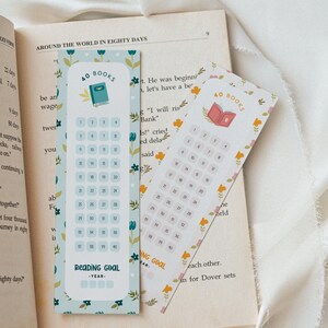 Set of 3 Yearly Goal Bookmarks (40 Books) Reading Tracker With Flower ...