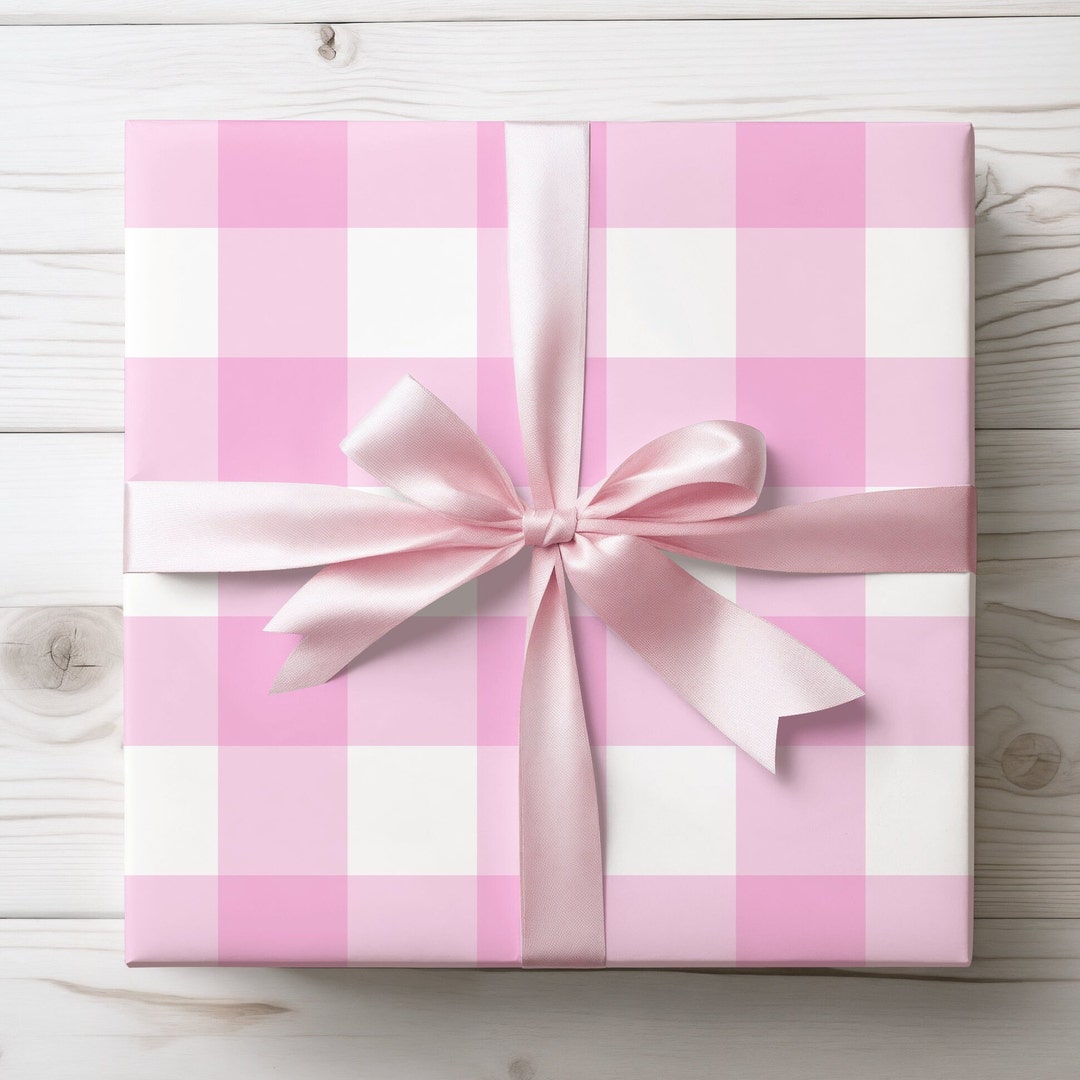 Pink Wrapping Paper Gingham Gift Wrap Paper Birthday, Mother's Day ...