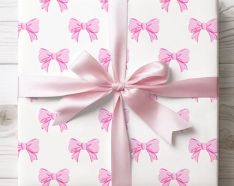 Coquette Gift Wrapping Paper in Pastel Cream With Pink Bows ...