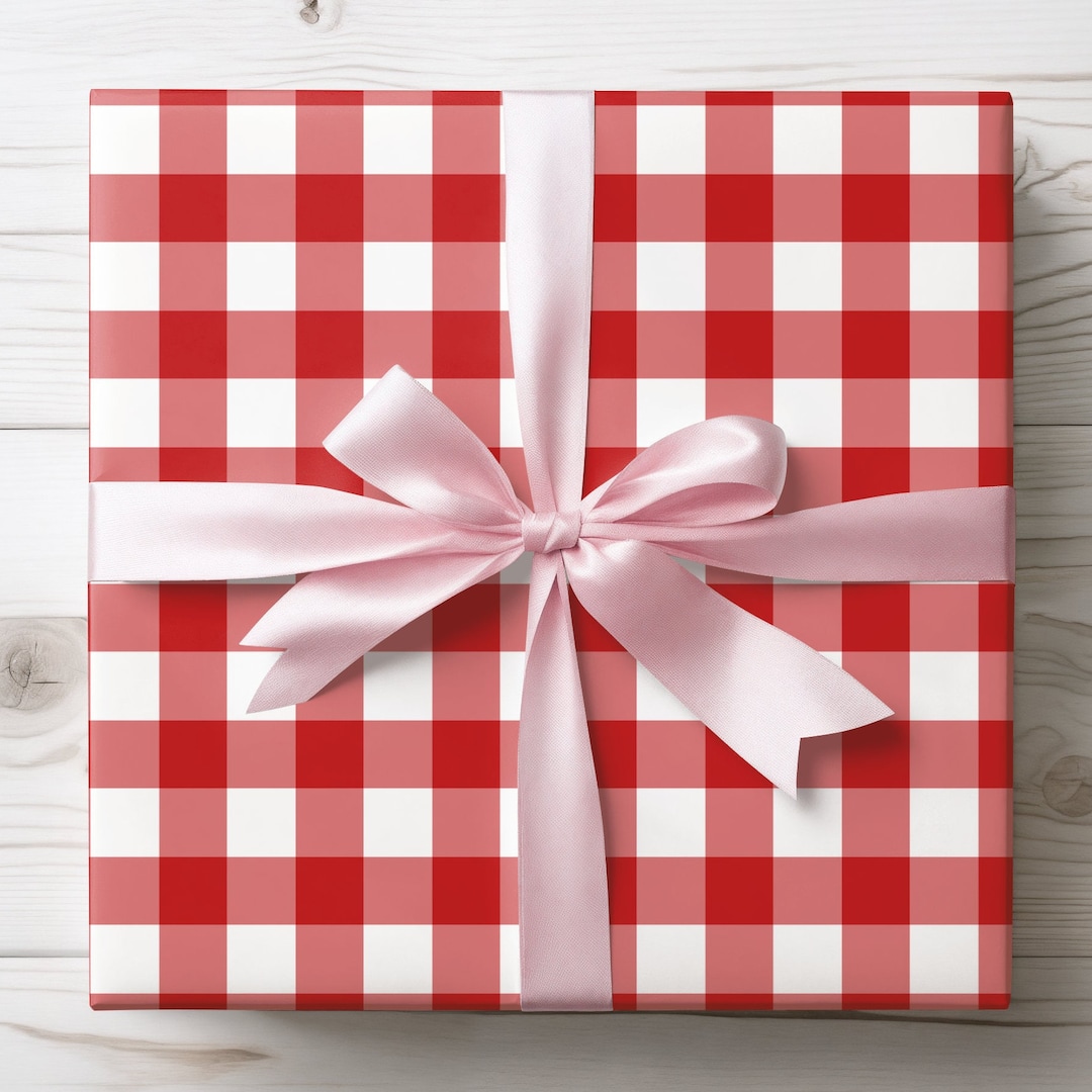 Red Wrapping Paper Gingham Gift Wrap Paper Birthday, Christmas, Red ...