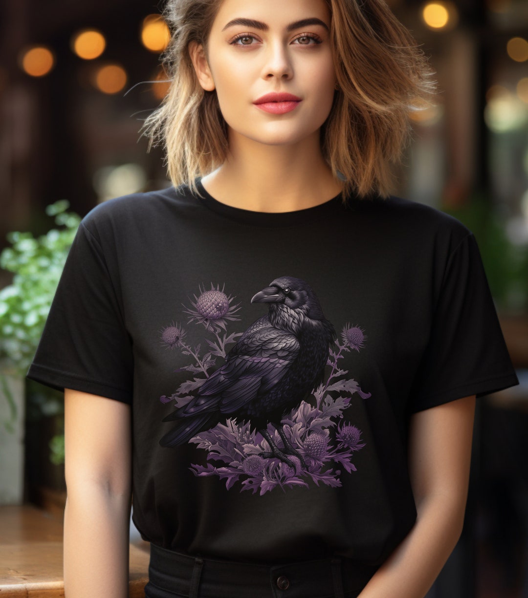 Whimsigoth Raven and Thistles Shirt Gothic Raven Shirt Boho Crow Shirt ...