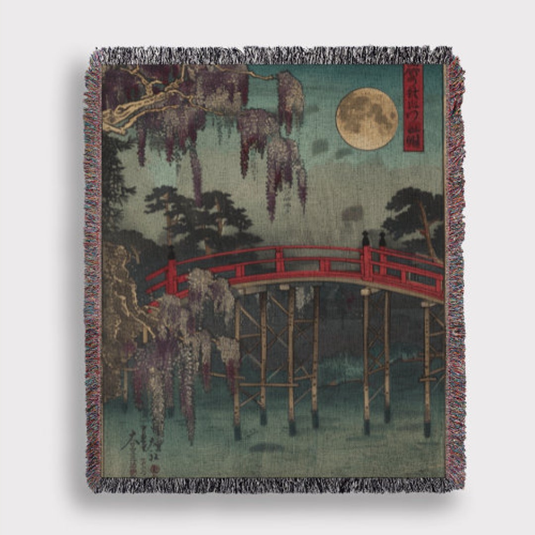 Japanese Motif Blanket Pattern Vintage Japanese Woven Blanket Ukiyoe ...