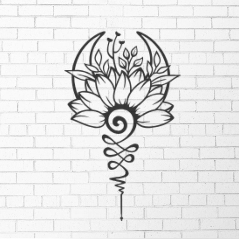 Unalome Lotus Moon Mandala Metal Wall Art, Spiritual Gift, Mothers Day ...