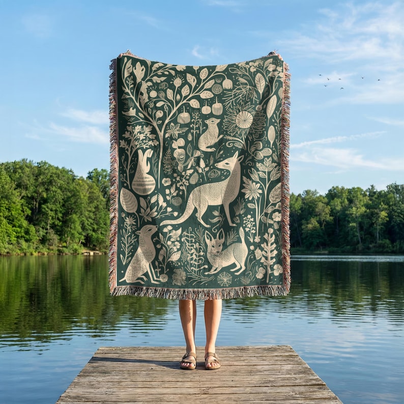 Cotton Woven Blanket, Fantasy Mythical Giftable Fairytale Tapestry ...