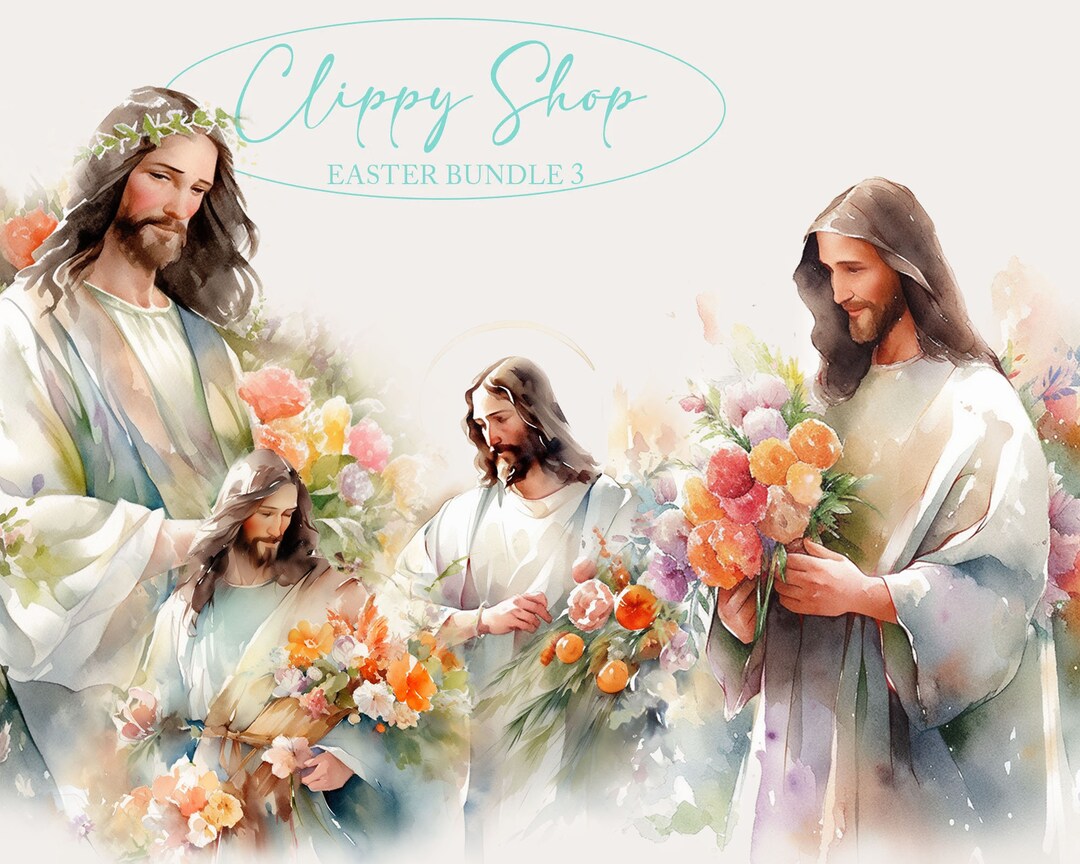Jesus Water Color Art Nursery Clipart, Children, Easter Clipart, Spring ...