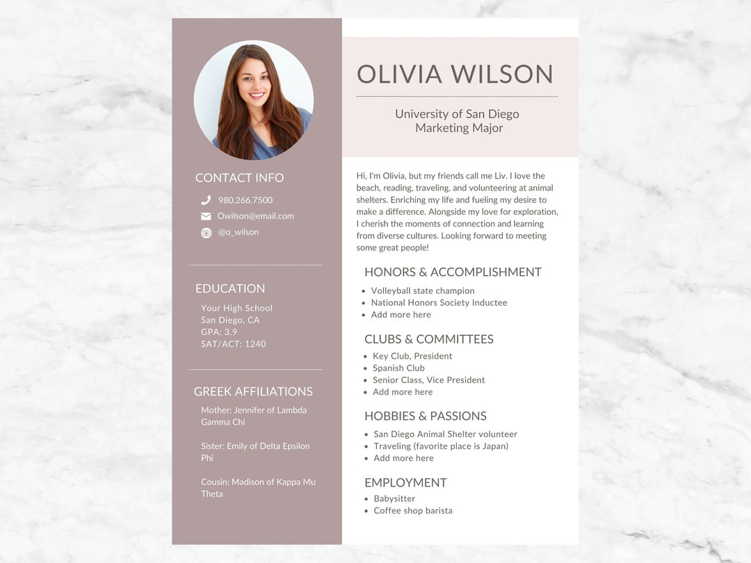 Sorority Resume Template, Purple Lilac Sorority Resume and Cover Letter, Minimalist Sorority ...