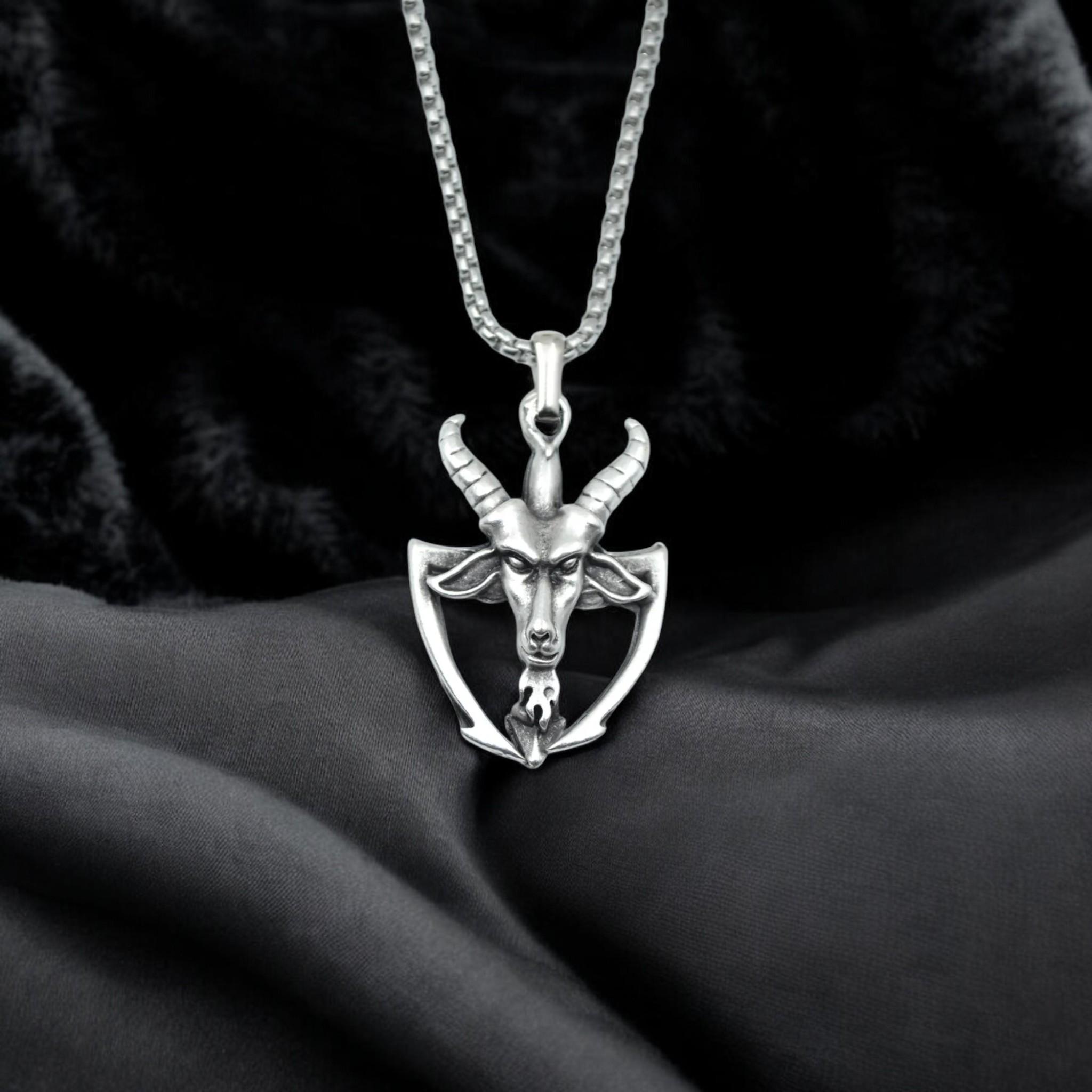 Pagan Goat of Mendes Pendant Necklace Sterling Silver Plated.satanic ...