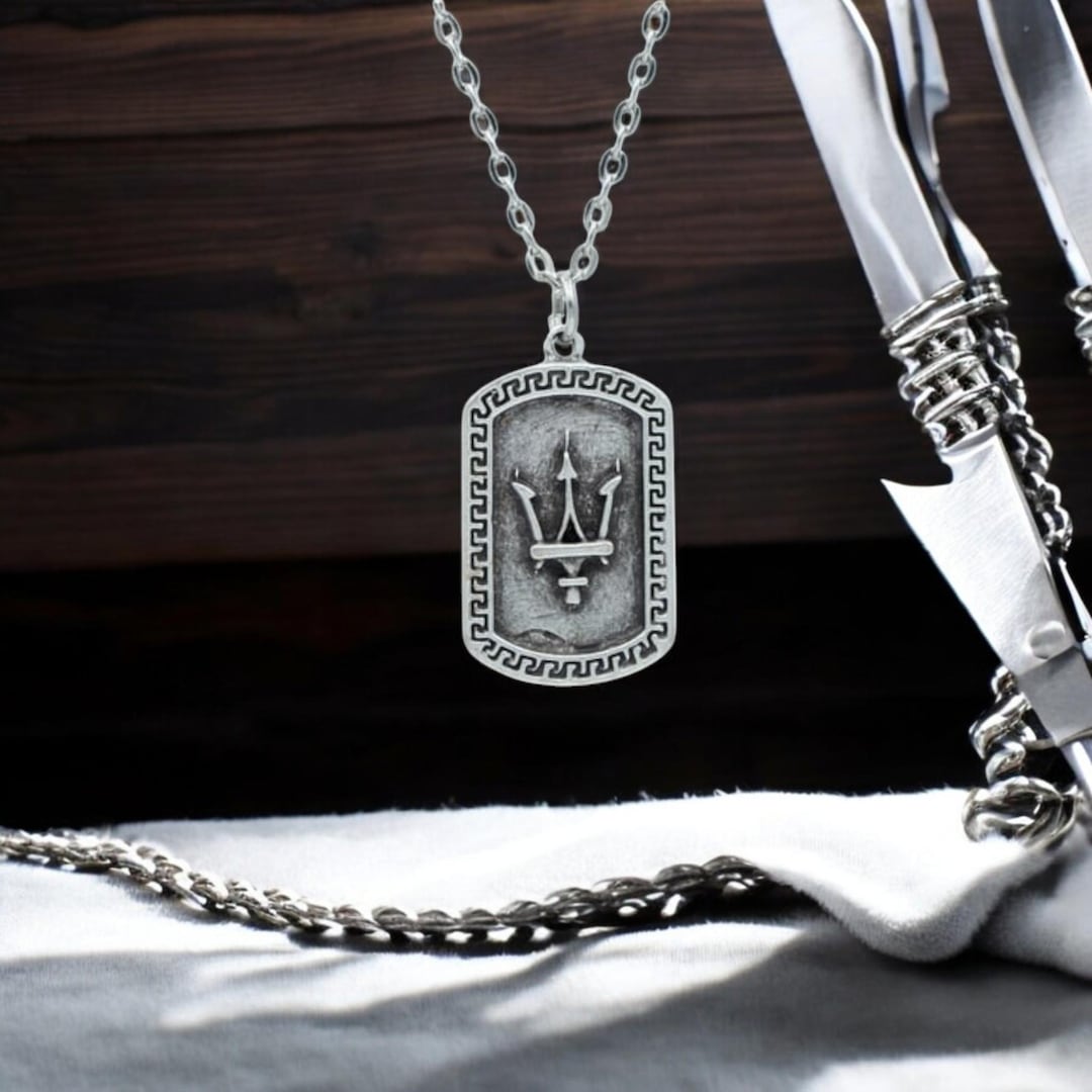 Poseidon Trident Necklace.greek God Trident Pendant.ocean God Trident ...