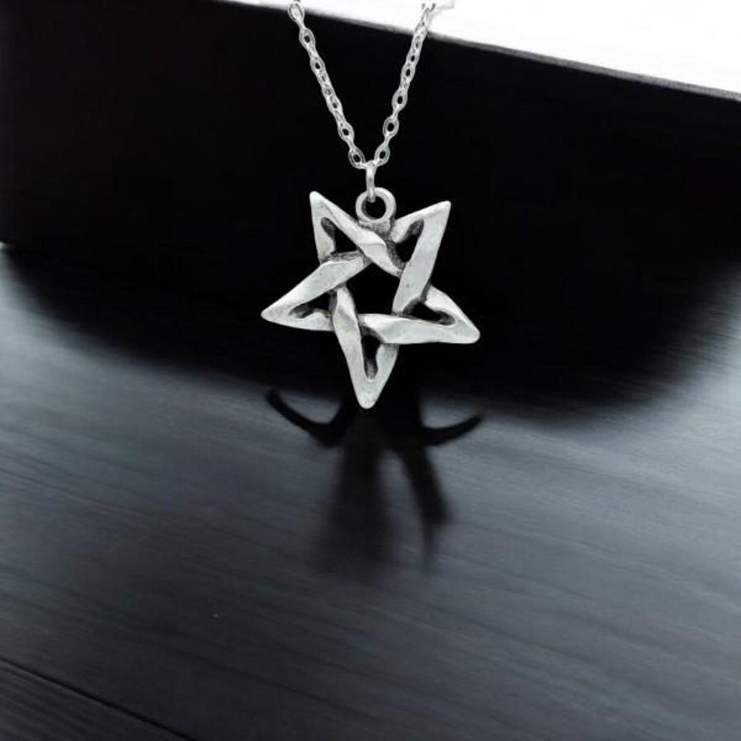 Silver Plated Pentagram Wicca Symbol Chain Necklace Unisex.pentagram Wicca Necklace Silver ...
