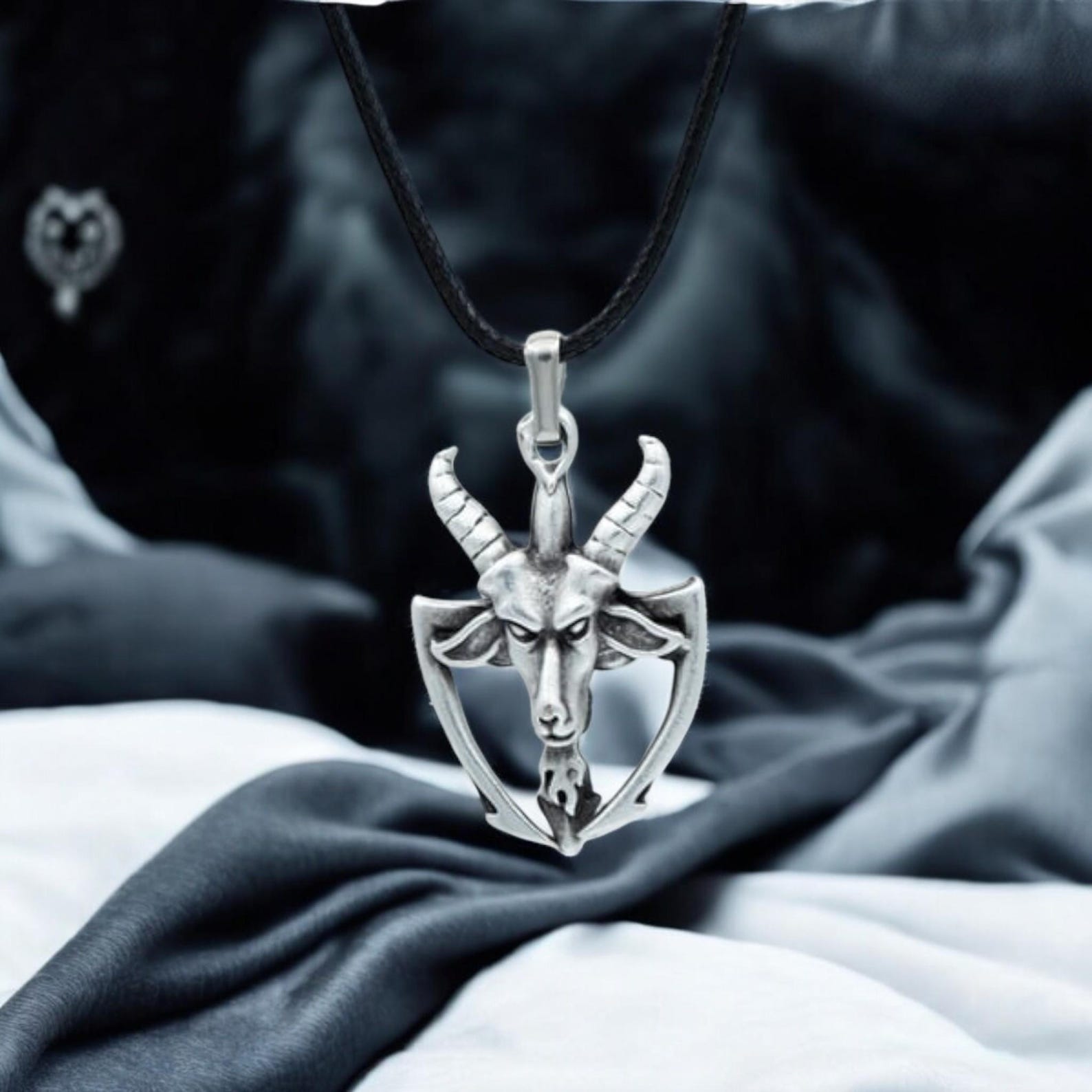 Pagan Goat of Mendes Pendant Necklace Sterling Silver Plated.satanic ...