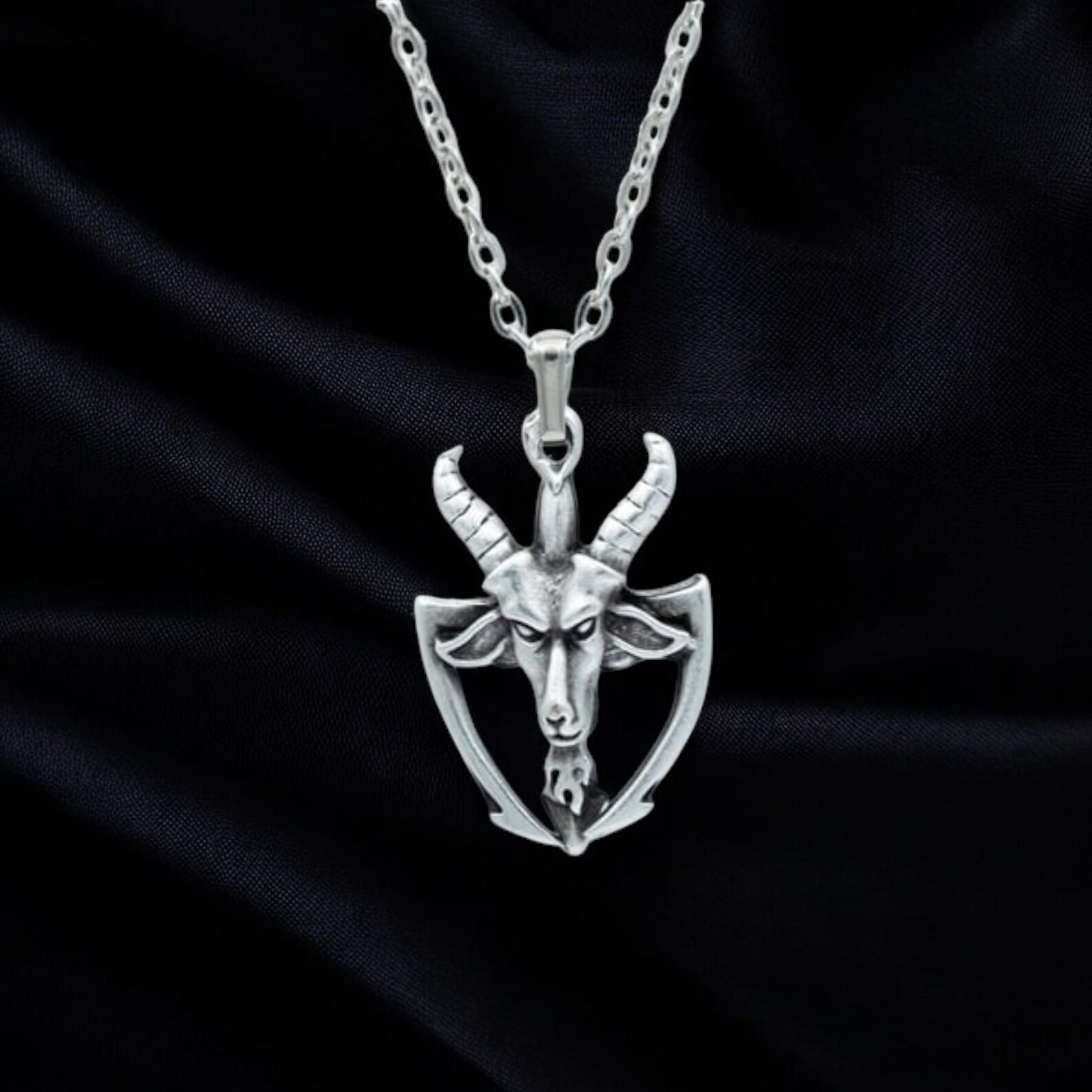 Pagan Goat of Mendes Pendant Necklace Sterling Silver Plated.satanic ...