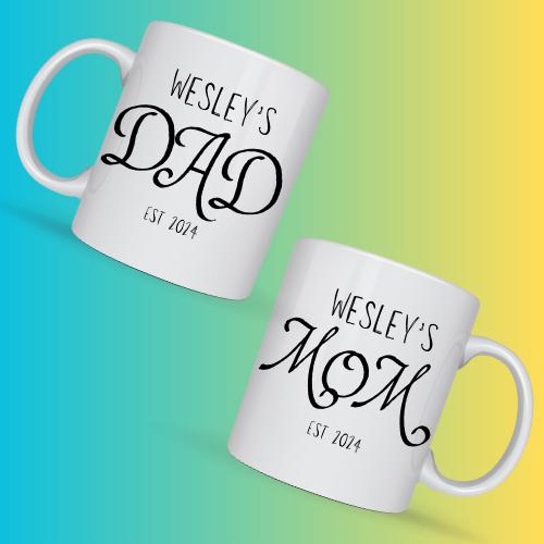 Personalized New Parent Mug Set: Baby Name & Birth Year Gift - Etsy