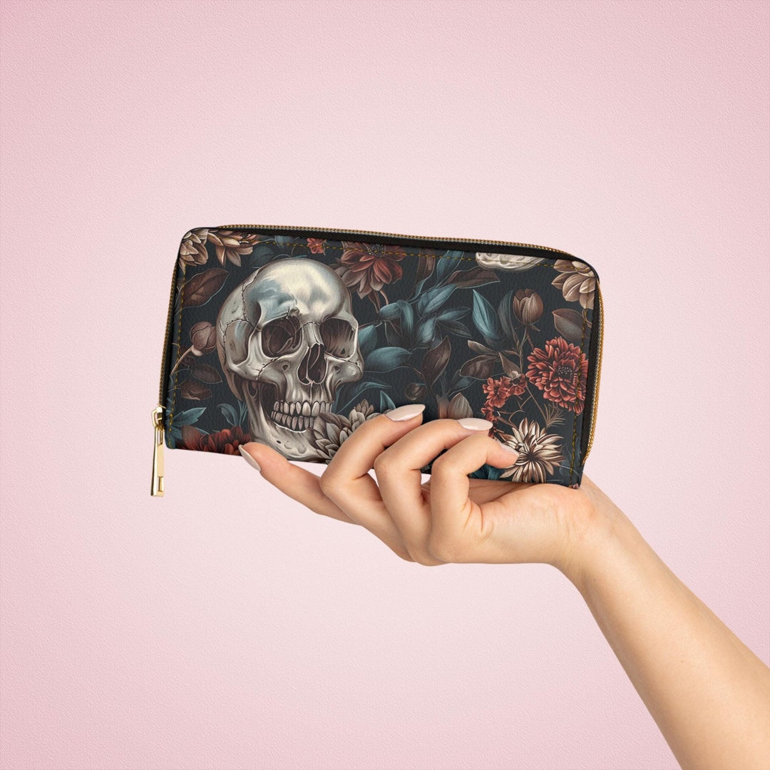 Gothic Skull Wallet With Zipper Dark Humor Gift for Goth Lover ...