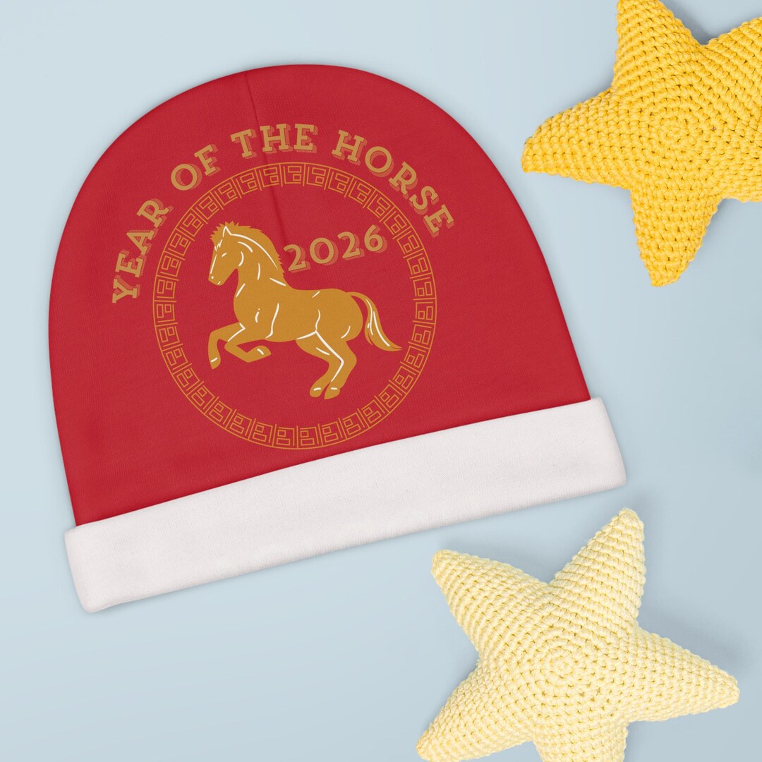 Personalized Year of the Horse 2026 Baby Beanie | Chinese Zodiac Infant ...