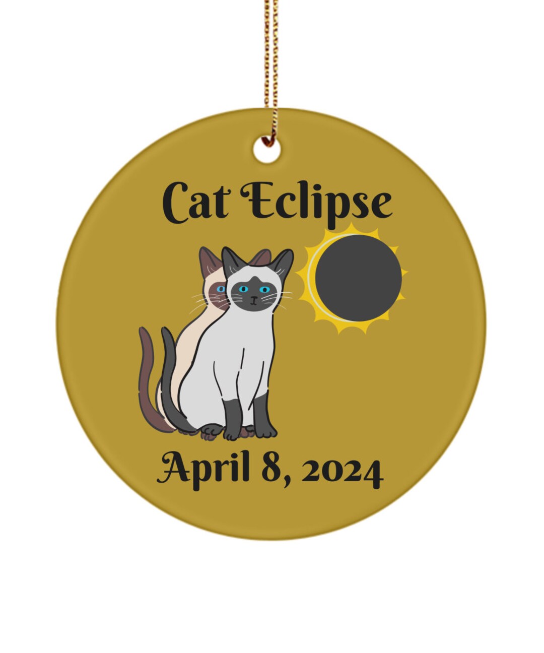 Siamese Cat Total Solar Eclipse 2024 Ornament Solar Eclipse ...