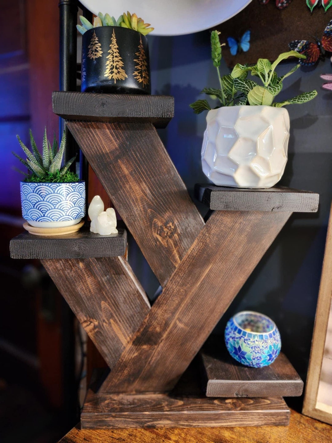 Rustic Branch Style Plant Stand Solid Wood Display - Etsy