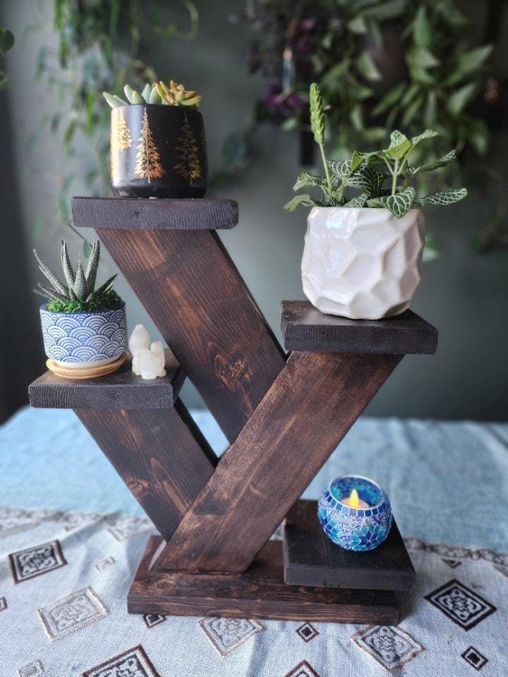 Rustic Branch Style Plant Stand Solid Wood Display - Etsy