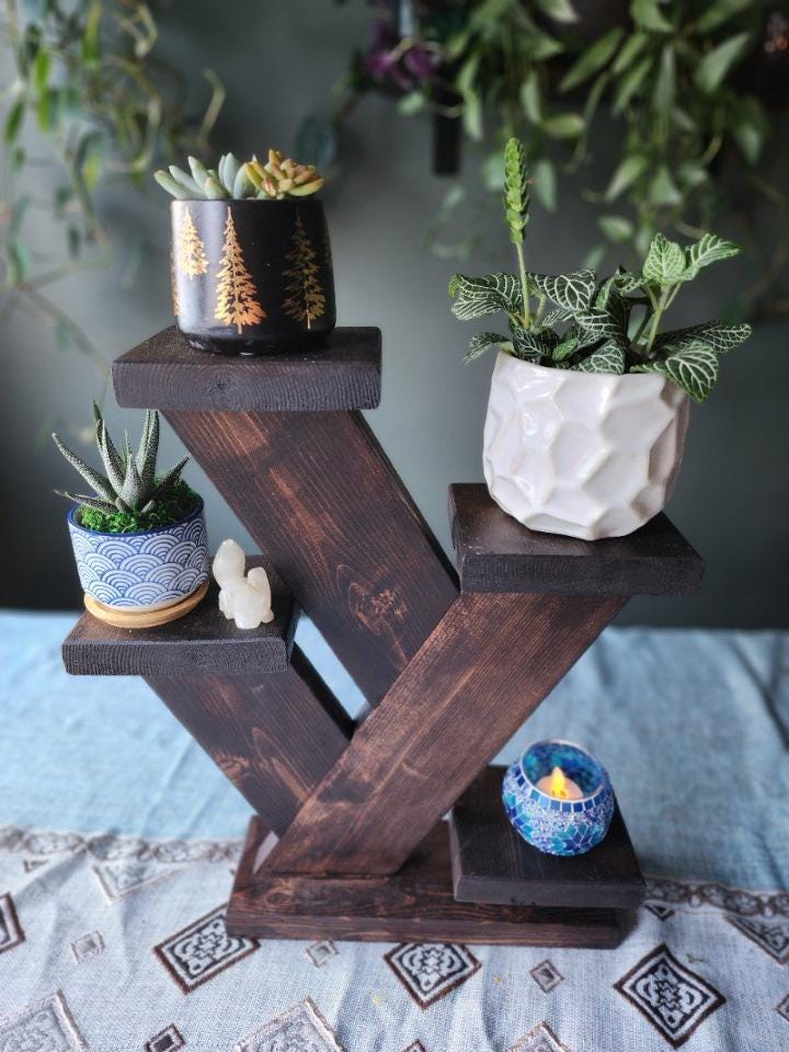 Rustic Branch Style Plant Stand Solid Wood Display - Etsy