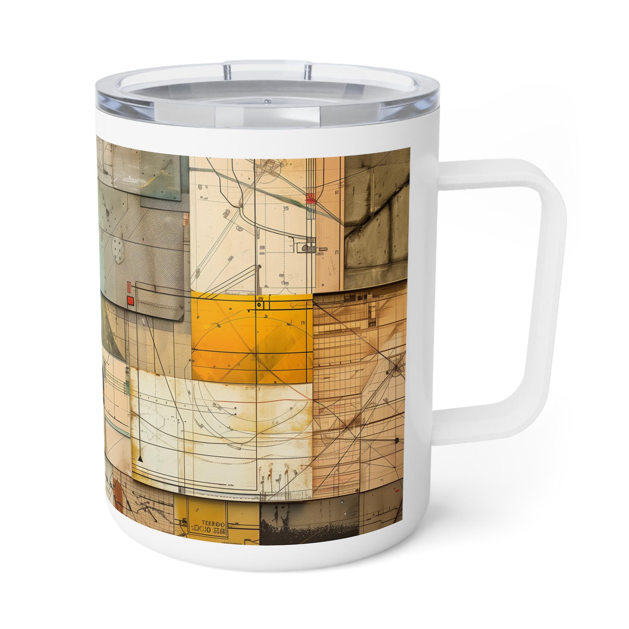 Drafting Sketches & Angles Collage Insulated Travel Mug, Floor Plans ...