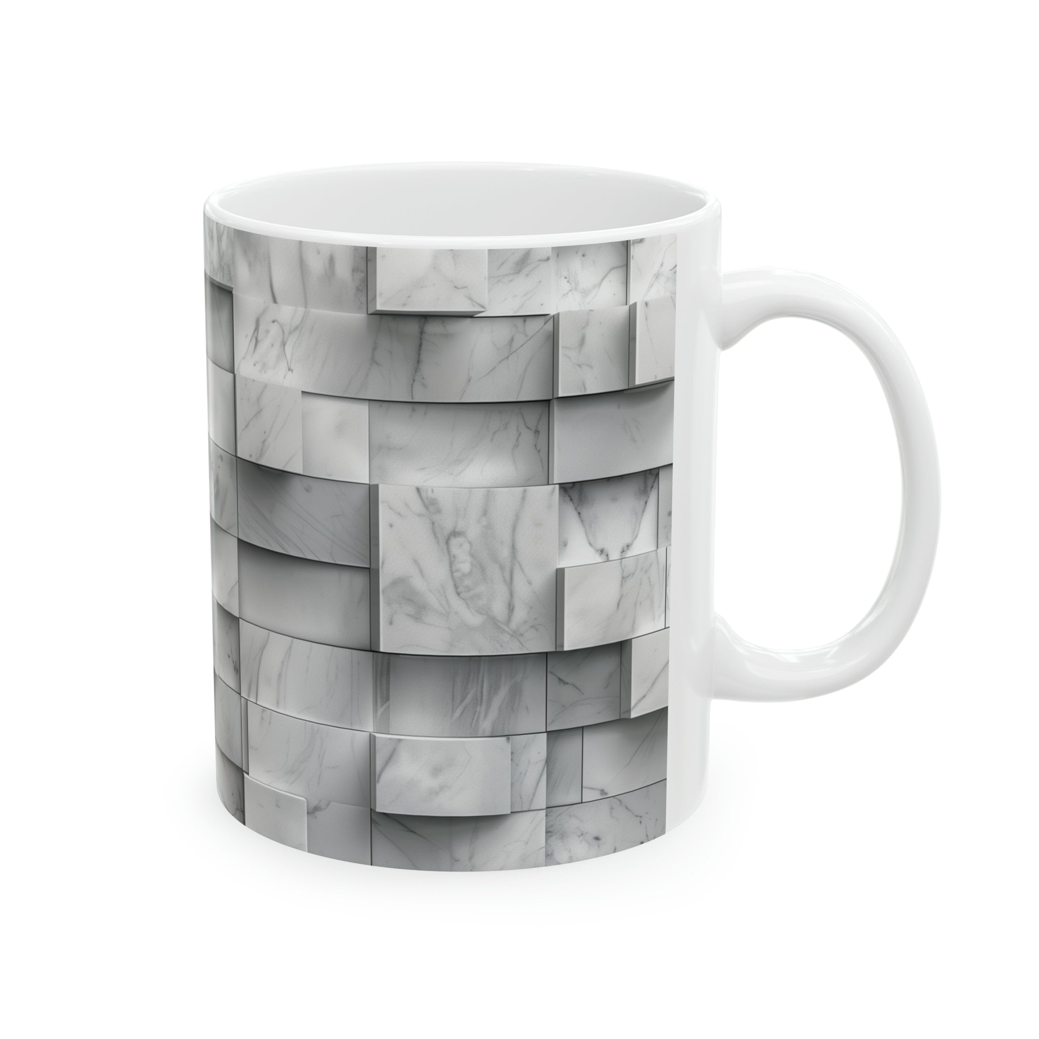 Carrara Marble Mosaic 02 Mug, Set of 4 Mugs, Marble Top Mug, Artsy Mug ...