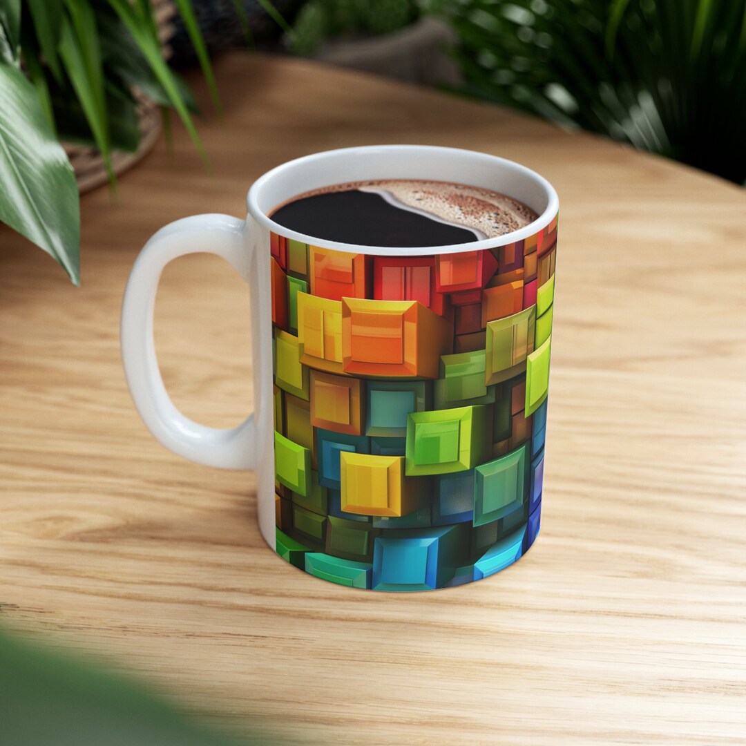 3D Color Blocks Mug, Extruding Cube Buildings, Artist Mug, Rendering ...