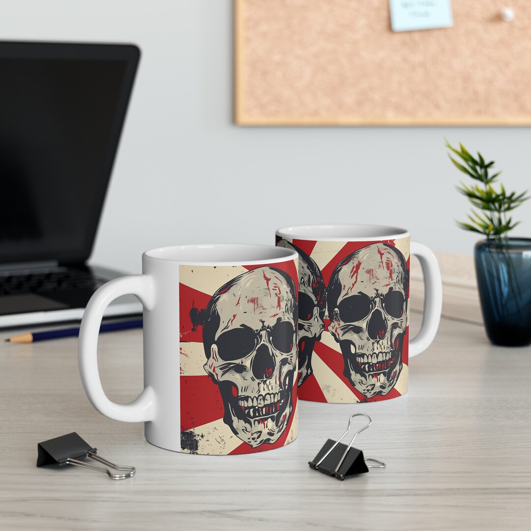 Skulls Triptych Design Mug, Red Black Pop Art, Street Art Graphic ...