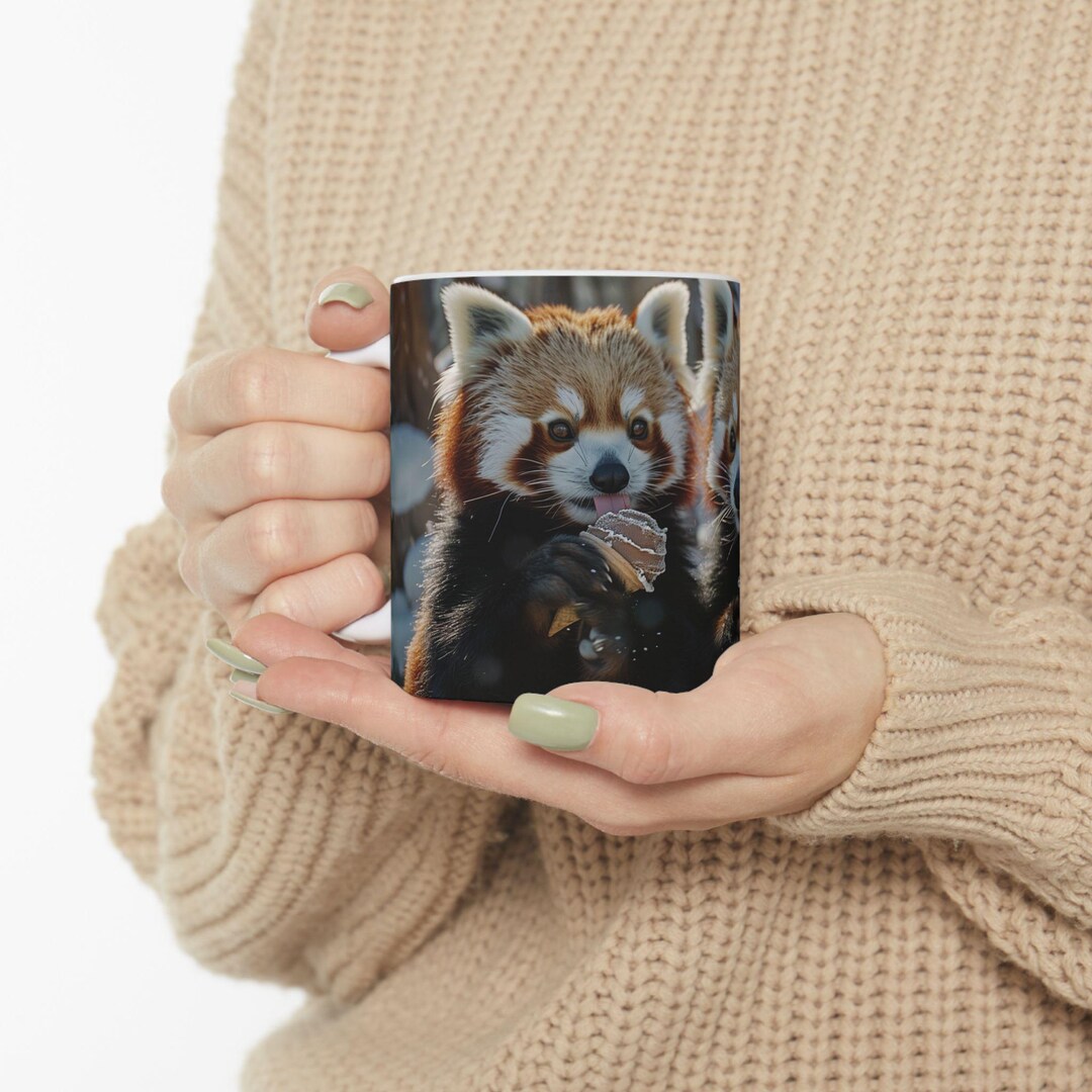 Red Pandas Eating Ice Cream Coffee Mug, Panda Bear Cup, Animals Dessert ...