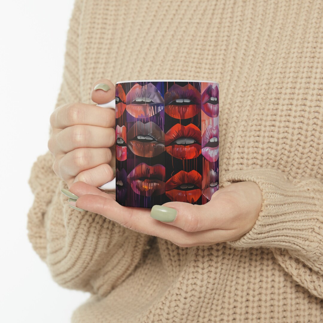 Painted Lips Mug, Lipstick Mug, Kiss Mug, Kissing, Valentines Gift, Art ...